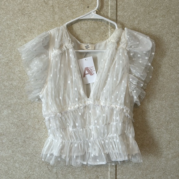 entro | Tops | White Sheer Lined Ruffled Top Brand Is Entro From ...